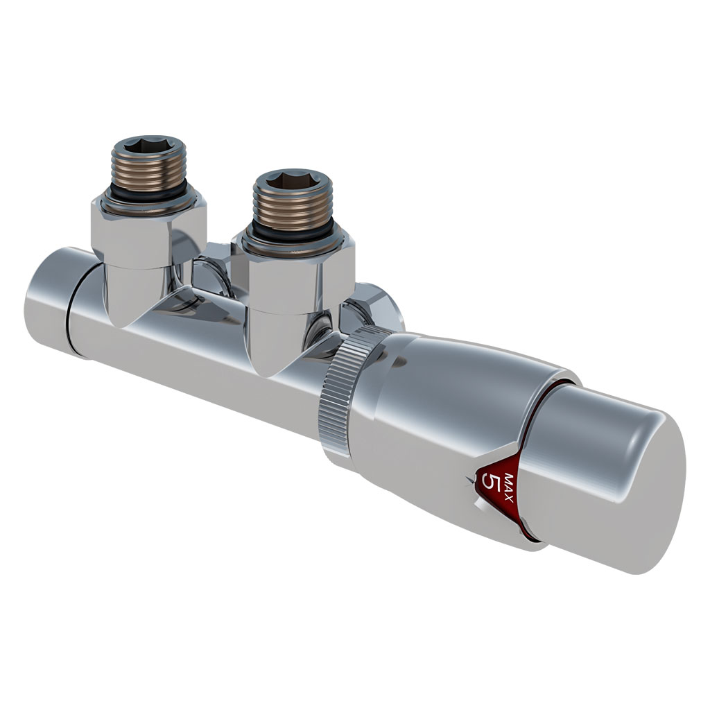Eastbrook Angled Twin Inlet Thermostatic Radiator Valve - Chrome - 54. ...