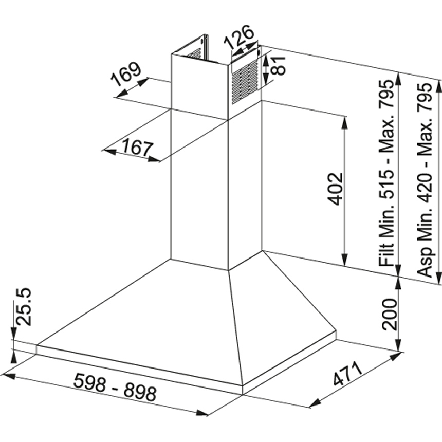 Franke 90cm Joy Pyramid Style Hood - FJO924XS | Modern Living