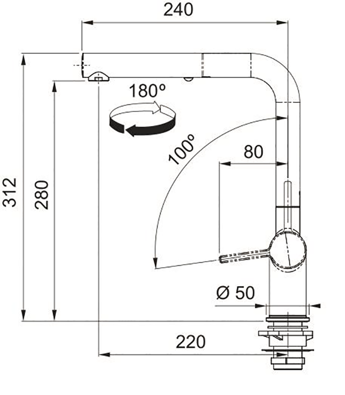 Franke Active Pull Out Dual Spray Mono Hole Mixer - L Spout - Single ...