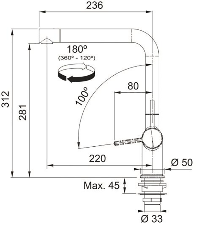 Franke Decor Steel Active Twist Mono Hole Mixer with Integrated Twist ...