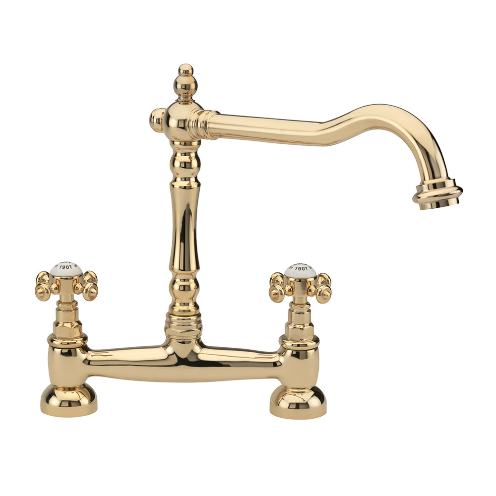 French Classic Bridge Mixer Tap - Polished Brass | Modern Living