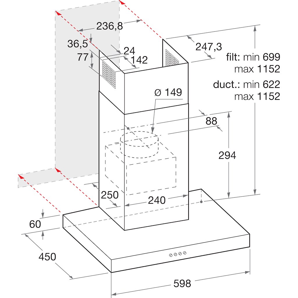 Hotpoint PHBS67FLLIX Chimney Hood | Modern Living