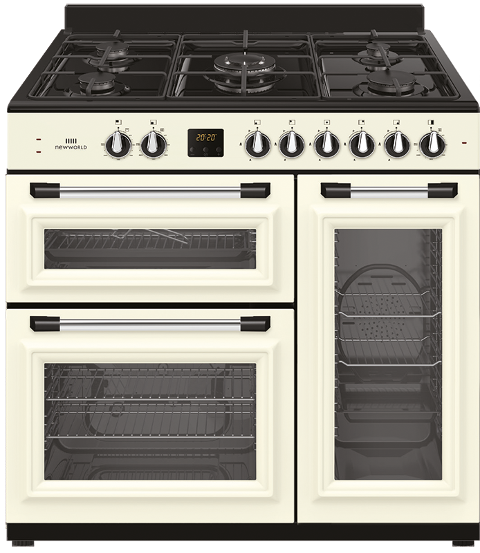 NewWorld 90cm Dual Fuel Range Cooker - Cream - NW92TDF3CR | Modern Living
