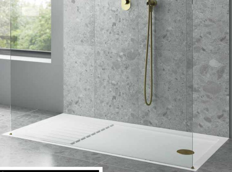 Vantage 40mm Walk In Shower Tray - White | Modern Living
