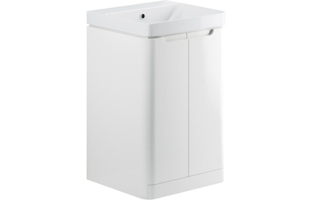 Lorca 600mm 2 Drawer Wall Hung Basin Unit - White Gloss | Modern Living