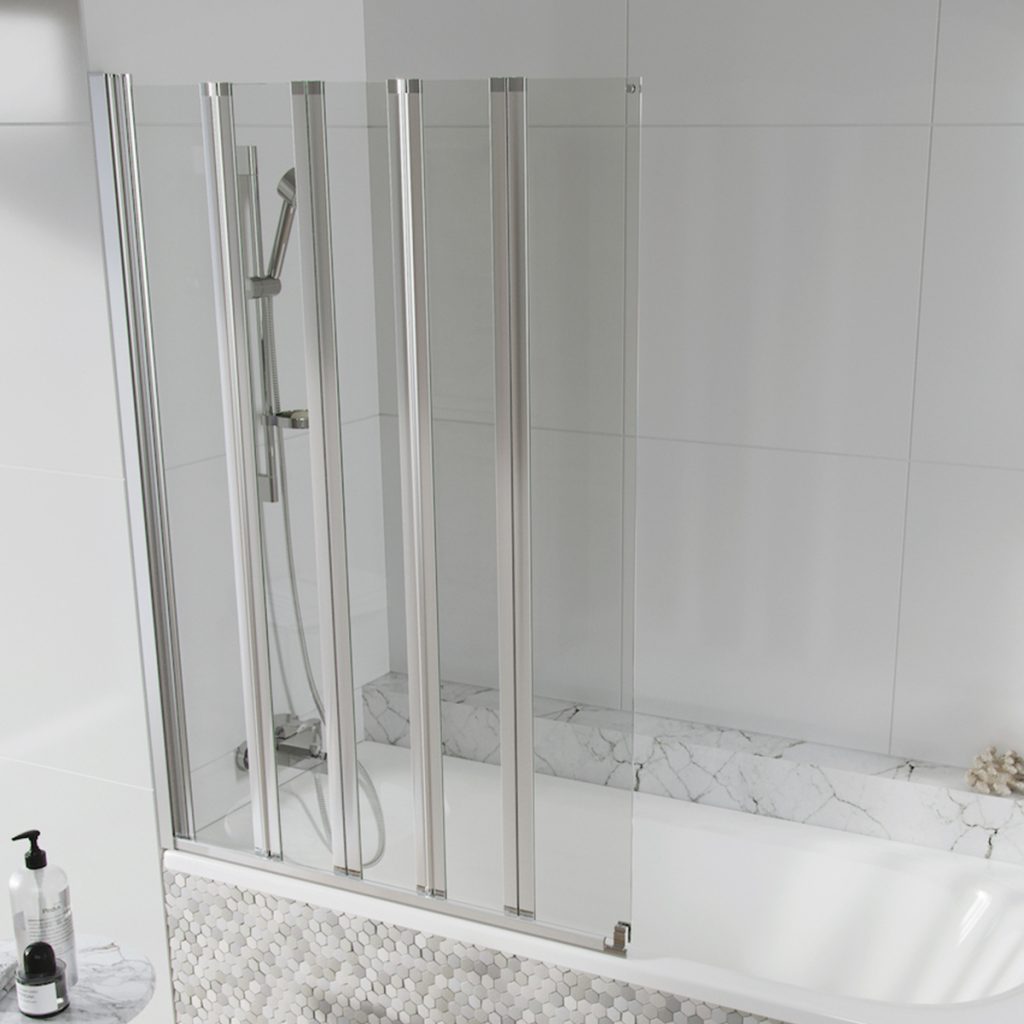 Scudo S6 Acqua Arm 6mm Glass 1500mm x 1000mm Five Panel Bath Screen ...