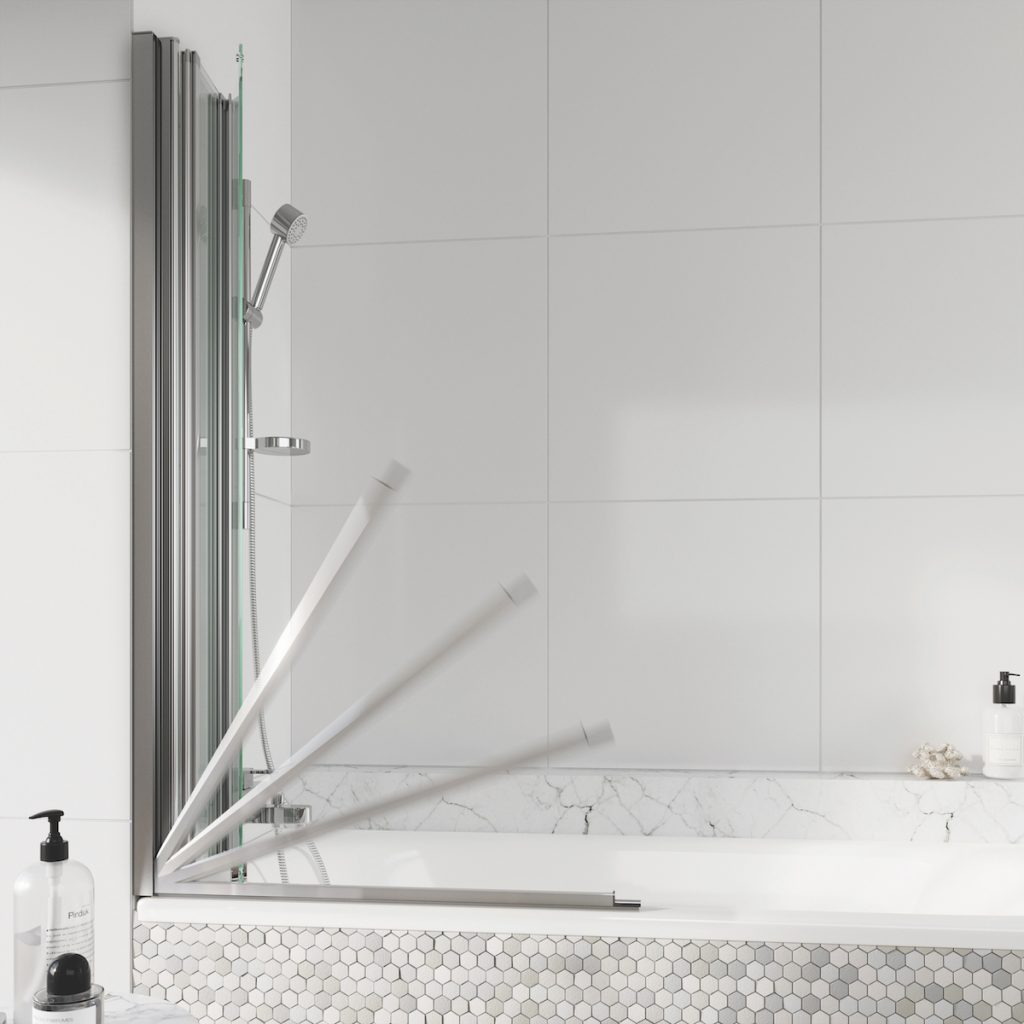 Scudo S6 Acqua Arm 6mm Glass 1500mm x 1000mm Five Panel Bath Screen ...