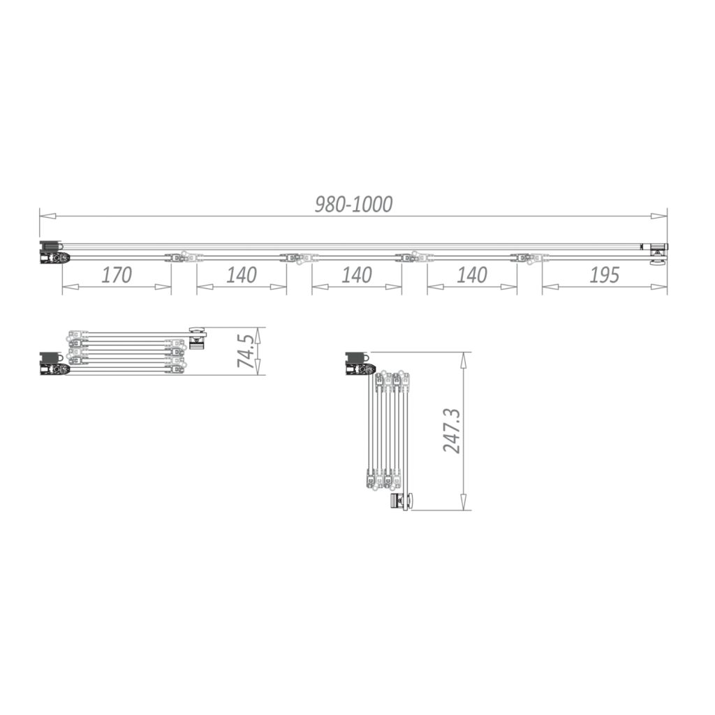 Scudo S6 Acqua Arm 6mm Glass 1500mm x 1000mm Five Panel Bath Screen ...
