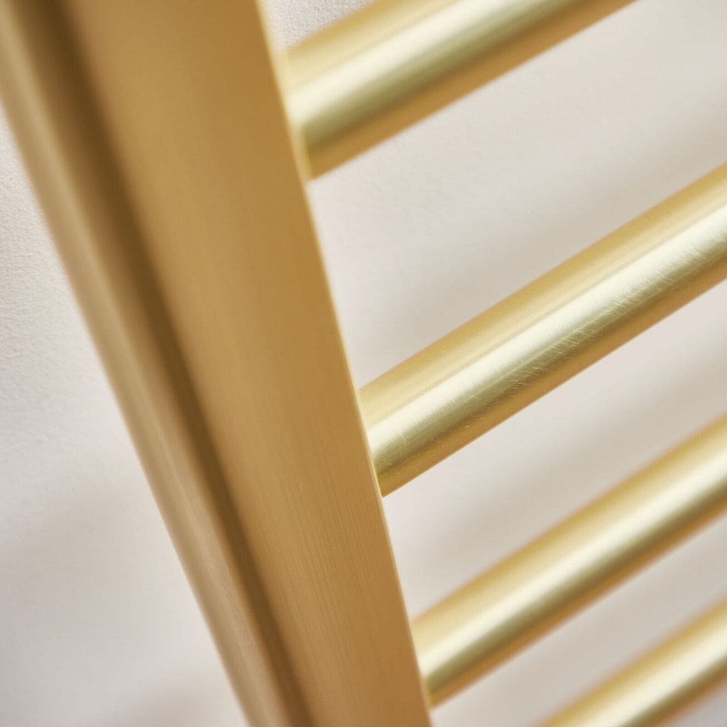 Walton 1200 x 500 Straight Towel Radiator- Brushed Brass | Modern Living